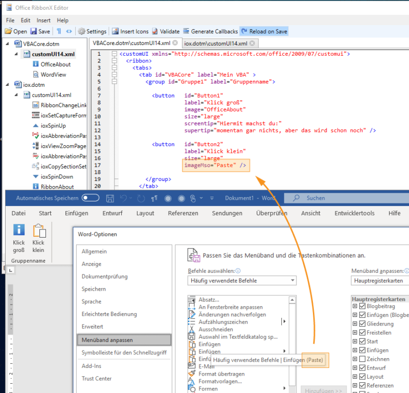 Ribbon für VBA – Oberfläche basteln – imaginado