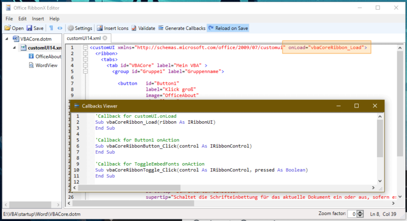 Ribbon für VBA – Status Abholdienst – imaginado