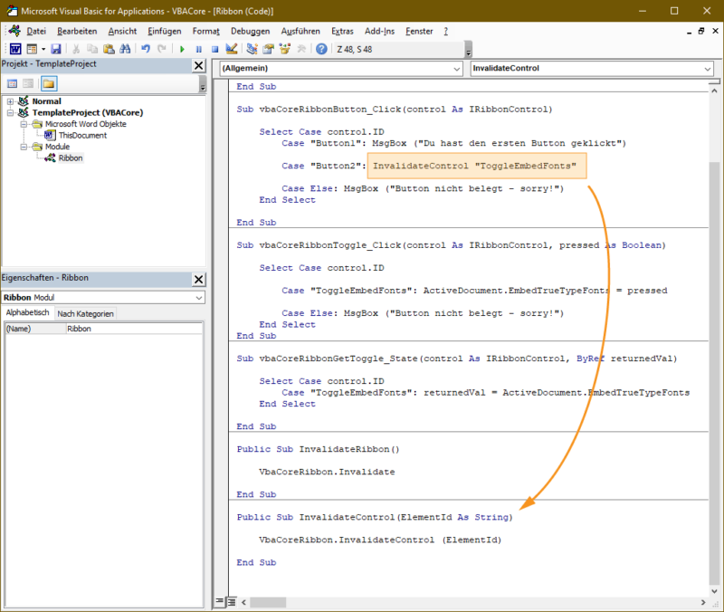 Ribbon für VBA – Status Abholdienst – imaginado